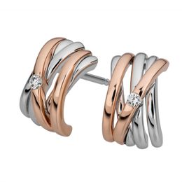 OROLINO Damen Paar Ohrstecker "Gold 585 zweifarbig mit 2 echten Brillanten zus. 0,04ct.", one-size, 0,04 SI = kleine Einschl&uuml;sse, Gold, bunt, Gold,