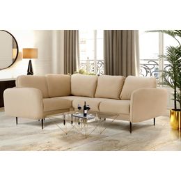 Ecksofa Home Affaire, B:228cm H:81cm T:166cm, beige, Korpus/Basismaterial: 100% Polyester. Sitzfläche: 100% Polyester, Wohnzimmer, Sofas, "Skidi