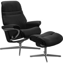 stressless "Sunrise" Set, Relaxsessel mit Hocker, mit Hocker, mit Cross Base, Gr&ouml;&szlig;e S, M & L, Holzakzent Schwarz