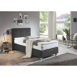 Boxspringbett, B:105cm L:210cm, grau, Westfalia Schlafkomfort, Bezug: Microvelours 100% Polyester;Polsterung: 100% Polyester, Komplettbetten, mit