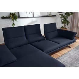 Ecksofa W.Schillig, B:291cm H:94cm T:164cm, blau, Longlife Xtra-Leder Z59: Glattleder mit modischer Pr&auml;gung. Hautst&auml;rke 0, 9 - 1, 1 mm, Wohnzimmer,