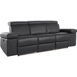 3-Sitzer Home Affaire, B:229cm H:98cm T:99cm, schwarz, Echtleder/Kunstleder, Sofas, "Kilado", mit 2x Relaxfunktion, verstellbarer Armlehne,