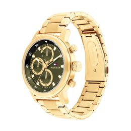 Tommy Hilfiger Herren Multifunktionsuhr "ROCKY"goldfarben, Armbanduhren, Quarzuhr, Armbanduhr, Herrenuhr, Edelstahlarmband, analog, Tag