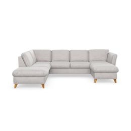 Wohnlandschaft Home Affaire, B:307cm H:86cm T:213cm, silber, 95% Polyester, 5% Polyamid, Sofas, "Trelleborg U-Form", wahlweise mit Bettfunktion und