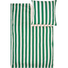 Bettw&auml;sche s.Oliver, gr&uuml;n, Satin, Obermaterial: 100% Baumwolle, Bettw&auml;sche, "Satinbettw&auml;sche s.Oliver", im Streifen-Design