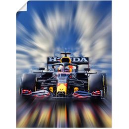 Wandbild Artland, B:60cm H:80cm, blau, Wohnzimmer, Bilder, "Max Verstappen - Weltmeister der Formel1", als Alubild, Outdoorbild, Leinwandbild,