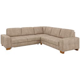 Ecksofa Home Affaire, B:276cm H:86cm T:271cm, beige, Luxus-Microfaser Lederoptik (100% Polyester);Luxus-Microfaser (100% Polyester);Luxus-Microfaser