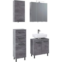 Badm&ouml;bel-Set SAPHIR, grau, Kastenm&ouml;bel-Sets, "Quickset 945 4-teilig, Waschbeckenunterschrank und LED-Spiegelschrank", Unterschrank, H&auml;ngeschrank, 7