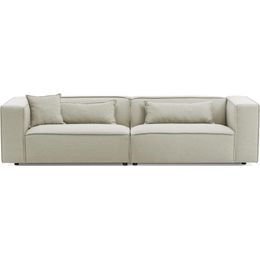 3-Sitzer, B:275cm H:66cm T:101cm, grün, LeGer Home by Lena Gercke, 100% Polyester, Sofas, "PIARA, Couch mit Kedernaht, Sofa in Cord, Leinenoptik o.