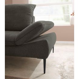 Ecksofa W.Schillig, B:294cm H:87cm T:185cm, gr&uuml;n, Chenille-Flachgewebe R66 (85% Polyester, 15% Nylon);Longlife Xtra-Leder Z59: Glattleder mit