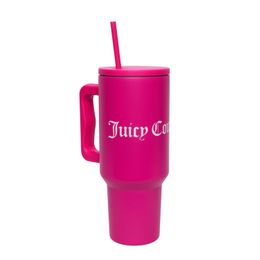 Juicy Couture Damen Thermobecher "STEEL TUMBLER WITH STRAW Unisex", rosa, Edelstahl, Trinkgef&auml;&szlig;e, Getr&auml;nkebecher, gro&szlig;e Tasse, mit Strohhalm, hei&szlig;