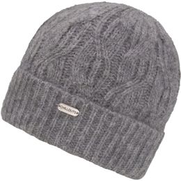 Chillouts Damen Beanie "Akina Hat", grau, Zopfmuster, unifarben, Materialmix, M&uuml;tzen, mit Zopfmuster, formbest&auml;ndig, nat&uuml;rliche W&auml;rmeisolierung