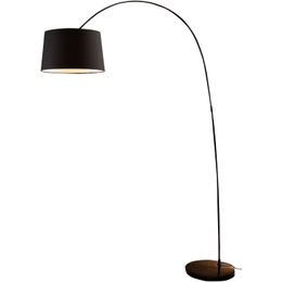 Salesfever Bogenlampe "Kaspars", 1, Ø 40cm H: 205cm, 1 Stk., schwarz, Wohnzimmer, Leuchten, mit Dimmschalter, echter Marmorfuß