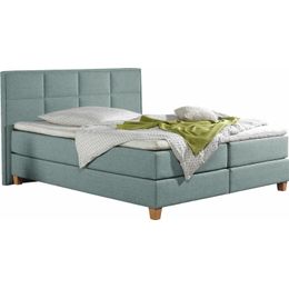 Boxspringbett Home Affaire, B:171cm L:209cm, blau, Struktur fein (100% Polyester), Komplettbetten, "Casey", in 5 Breiten, 3 Ausf&uuml;hrungen, 2