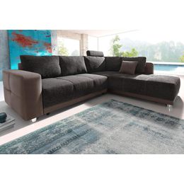 Jockenhöfer Ecksofa, B:257cm H:82cm T:215cm, braun, JOCKENHÖFER GRUPPE, Softlux-Kunstleder, im Korpus;Farbe greige: Struktur (45% Polyacryl, 35%Polyester,