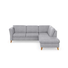 Ecksofa Home Affaire, B:252cm H:86cm T:213cm, silber, 100% Polyester, Wohnzimmer, Sofas, "Trelleborg L-Form", Federkern-Polsterung, wahlweise mit