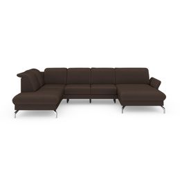 Sit & More Wohnlandschaft SIT & MORE, B:338cm H:84cm T:207cm, braun, Sofas, "Fashion U-Form", wahlweise mit Kopfteilverstellung, Vorziehsitz, motorisch,