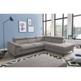 Ecksofa COTTA, B:249cm H:72cm T:207cm, grau, Microfaser (100% Polyester);Flachgewebe (100% Polyester), Wohnzimmer, Sofas, "Kitty L-Form, B: 249 cm",