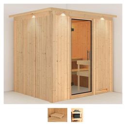 Karibu Sauna "Dima", ohne Ofen, (ohne Ofen), beige, Saunen, ohne Ofen