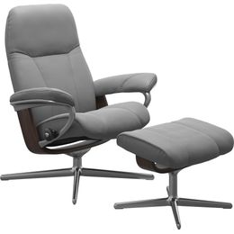 stressless "Consul" Set, Relaxsessel mit Hocker, mit Hocker, mit Cross Base, Gr&ouml;&szlig;e S, M & L, Holzakzent Wenge