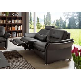 2,5-Sitzer Hukla, B:194cm H:91cm T:92cm, schwarz, Sofas, "HU-SF15058 Ledersofa, Breite 194 cm", aus Leder, optional Kopfst&uuml;tze u. WallAway-Funktion