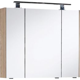 Spiegelschrank SAPHIR, B:82cm H:73,4cm T:13,2cm, beige, Spanplatte, Badezimmer, Schr&auml;nke, "3400", Breite 82 cm