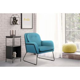 Sessel Home Affaire, B:69cm H:86cm T:75cm, blau, Wohnzimmer, Sessel, "Flin Cocktailsesel", mit Kn&ouml;pfen und Kissenoptik im R&uuml;cken
