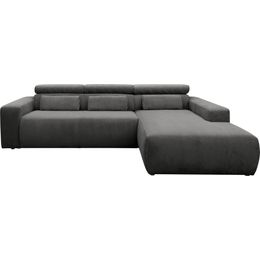 Ecksofa DOMO collection, B:285cm H:80cm T:175cm, grau, Luxus-Microfaser in Antikleder-Optik (100% Polyester);Luxus-Microfaser (100%