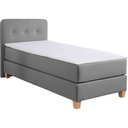 Boxspringbett Home Affaire, B:103cm L:207cm, grau, Struktur fein (100% Polyester);Samtstoff (100% Polyester), Komplettbetten, "Fargo", inkl. Topper,