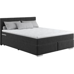 Boxspringbett COTTA, L:209cm, schwarz, Polyester, Komplettbetten, "Simba", Topseller wahlweise mit oder ohne Matratze und Topper bestellbar