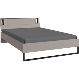 Futonbett wimex, B:148cm H:93cm L:210cm, schwarz, Betten, "Tilburg in verschiedenen Breiten erhältlich, inkl. LED Beleuchtung", Bett mit Metallkufe