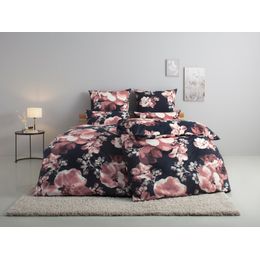 Bettw&auml;sche Home Affaire, blau, Renforc&eacute;, Obermaterial: 100% Baumwolle, Jugendzimmer, Bettw&auml;sche, "MELINA", florale Bettw&auml;sche mit Rei&szlig;verschluss, ab