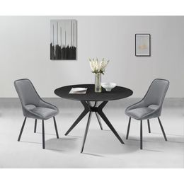 Esszimmerstuhl Home Affaire, B:65cm H:86cm T:52cm, grau, Stoff, St&uuml;hle, "Menonri", gepolsterte R&uuml;ckenlehne und Sitzfl&auml;che