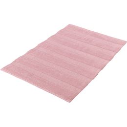 Badematte Kleine Wolke, H:5mm, rosa, Baumwolle, Badematten, "Tikka", Badteppich, Uni-Farben, gestreift, Hoch-Tief Effekt