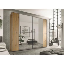 Schwebet&uuml;renschrank STAUD, B:298cm H:222cm T:68cm, braun, Holzwerkstoff, Schr&auml;nke, "Sonett 220G, Made in Germany", mit vier verschiedenen