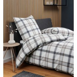Bettw&auml;sche Janine, grau, Linon, Obermaterial: 100% Baumwolle, Bettw&auml;sche, "Soft-Cotton71002 0", mit Reissverschluss