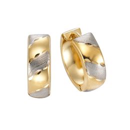 Diamonds by Ellen K. Damen Paar Creolen "585 Gold zweifarbig 15mm", one-size, Gold, bunt, FASCINATION BY ELLEN K., Gold, Ohrringe