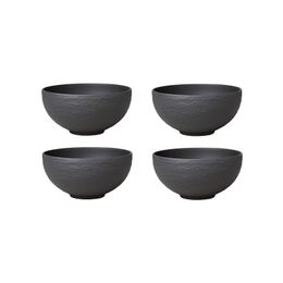 Villeroy & Boch VILLEROY & BOCH Suppenteller "Suppen Bol Manufacture Rock Ø 12,5 cm 4er Set schwarz", schwarz, Speiseteller