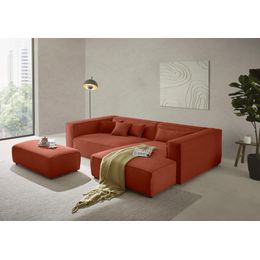 Ecksofa, B:288cm H:66cm T:198cmkupfer, LeGer Home by Lena Gercke, 100% Polyester, Wohnzimmer, Sofas, "PIARA XXL, L-Form, Schlaffunktion, Cord,