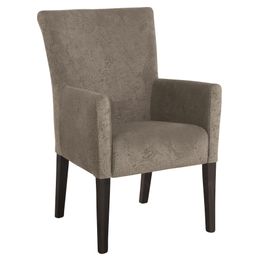 Esszimmerstuhl Home Affaire, B:60cm H:92cm T:65cm, grau, 100% Polyester, St&uuml;hle, "King", Polsterstuhl, Armlehnstuhl, Gestell Massivholz