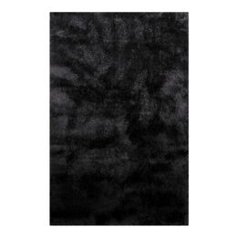 Teppich HOMIE LIVING, B:80cm H:25mm L:150cm, schwarz, Polyester, Wohnzimmer, Teppiche, "Pisa", Hochflor, Microfaser, uni, weich, Shaggy, Wohnzimmer,