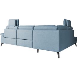 Ecksofa Alina, B:267cm H:118cm T:210cm, blau, Struktur GBA (100% Polyester), Wohnzimmer, Sofas, inkl. Kopfst&uuml;tzen, wahlweise mit Relaxfunktion,