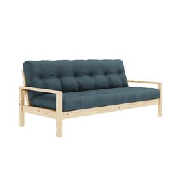 Schlafsofa Karup Design, B:205cm H:79cm T:95cm, blau, Matratzenmaterialzusammensetzung: Futonmatratze mit Knopfheftung, H&ouml;he 14 cm, aus recyceleten