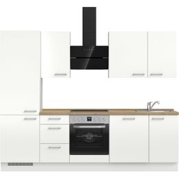 Küchenzeile Nobilia, B:270,3cm H:216,6cm T:60cm, weiß, Komplettküchen-Sets, ""Laser II", Ausrichtung wählbar, Breite 270 cm", vormontiert, wahlw. mit