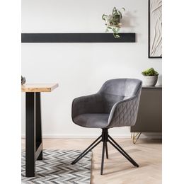 Armlehnstuhl Salesfever, B:59cm H:83cm T:60cm, grau, Metall, Polyester, Esszimmer, St&uuml;hle, "Stilvoller Esszimmerstuhl", mit 360 Drehfunktion