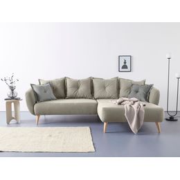 Ecksofa Home Affaire, B:277cm H:80cm T:162cm, grau, Wohnzimmer, Sofas, "Baggio formschöne Polsterecke, bequem, Breite 277cm, L-Form", Zierkissen