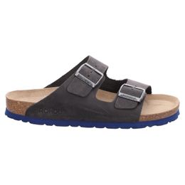 Rohde Herren Pantolette "GRADO", Gr. 46, grau, Leder, Schuhe, Schlappen, Sommerschuh, Zweischnaller, Hausschuh mit Softfu&szlig;bett