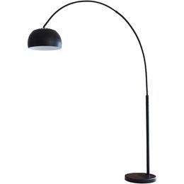Salesfever Bogenlampe "Tinus", 1, Ø 33cm H: 195cm, 1 Stk., schwarz, Wohnzimmer, Leuchten, mit Dimmschalter, echter Marmorfuß