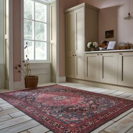 Teppich FLAIR RUGS, B:190cm H:4mm L:290cm, rot, Kunstfaser, Wohnzimmer, Teppiche, "Medallion", Waschbar Traditioneller Teppich