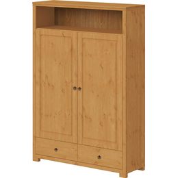 W&auml;scheschrank OTTO HOME "Gotland Home Office Schrank, Mehrzweckschrank, B&uuml;roschrank", natur, B:124cm H:178,4cm T:40cm, Massivholz, Schr&auml;nke, mit Ausziehregal, Schublade, stabil + langlebig, Massivholz made in EU